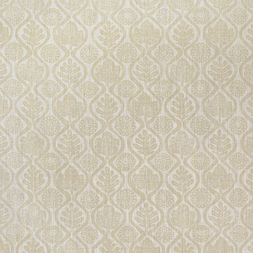 PEGGY ANGUS OAKLEAVES BEIGE LINEN FABRIC – Blithfield & Company