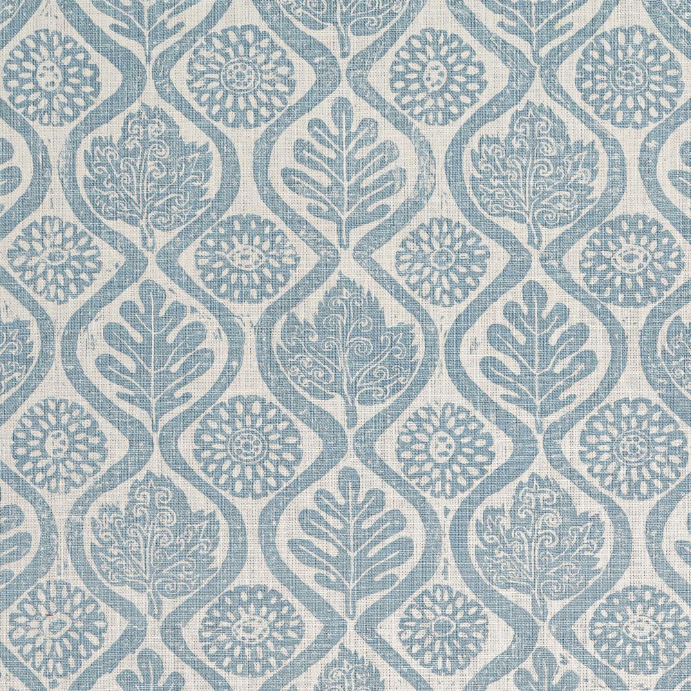 PEGGY ANGUS OAKLEAVES BLUE LINEN FABRIC – Blithfield & Company