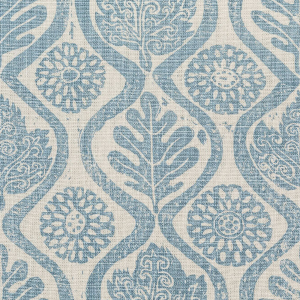 PEGGY ANGUS OAKLEAVES BLUE LINEN FABRIC – Blithfield & Company
