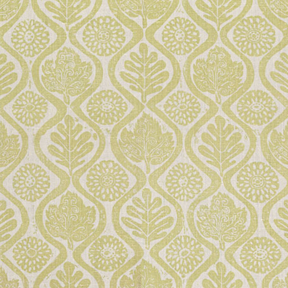 PEGGY ANGUS OAKLEAVES LIME LINEN FABRIC – Blithfield & Company