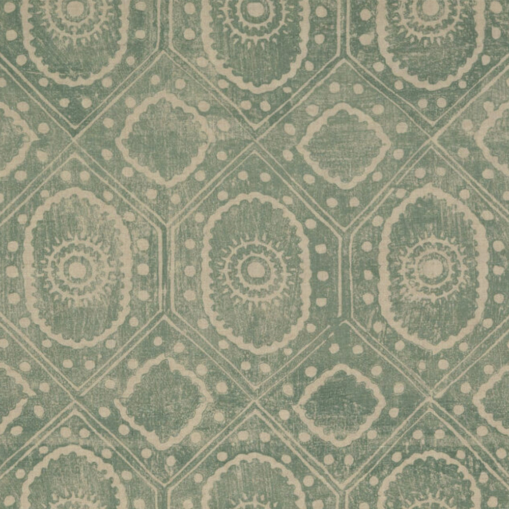 PEGGY ANGUS DIAMOND AQUA LINEN FABRIC – Blithfield & Company