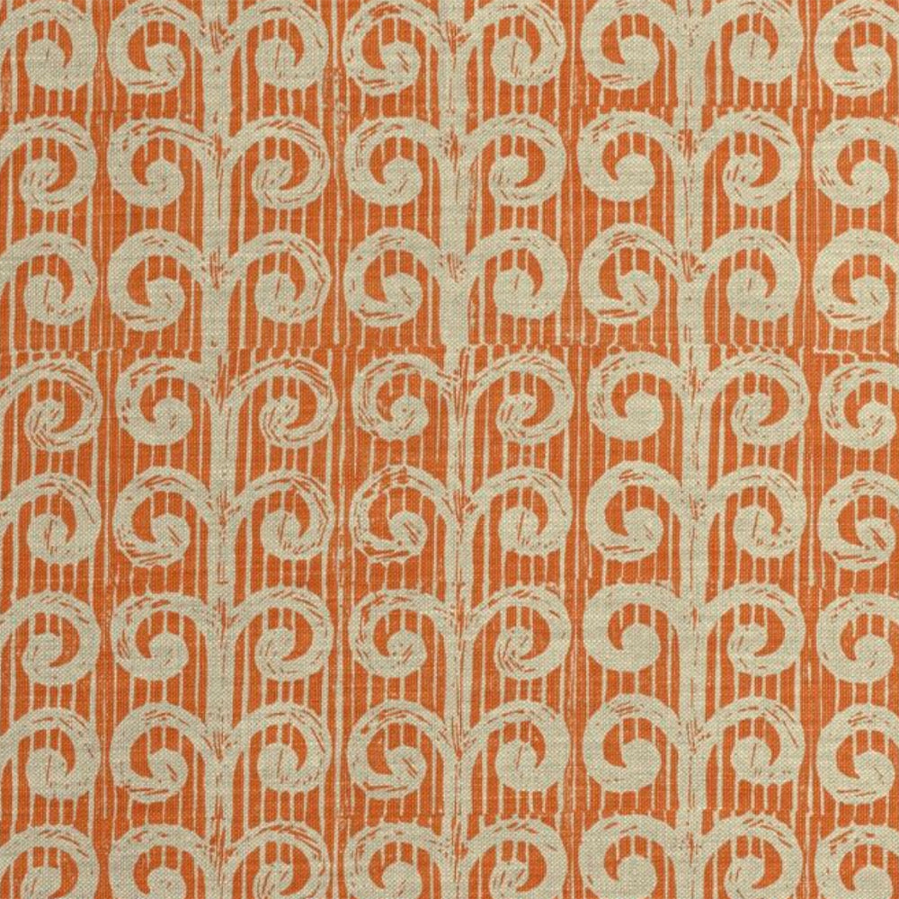 PEGGY ANGUS FERN TANGERINE LINEN FABRIC – Blithfield & Company