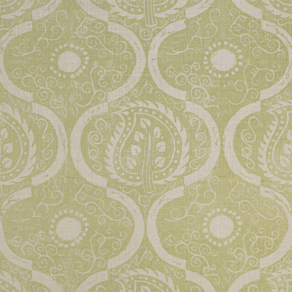 PEGGY ANGUS PERSIAN LEAF LIME LINEN FABRIC – Blithfield & Company